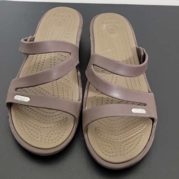 CROCS | Shoes | Crocs Womens 9 Patricia Wedge Sandals Strappy Slip On ...